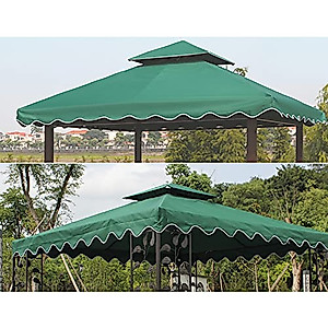 DockMoor 118"x118" Gazebo Canopy Top Replacement 10x10 Canopy Cover 2 Tier (Green-Wave Edge)