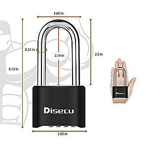 disecu 4 Digit Heavy Duty Combination Lock 2.5 Inch Long Shackle Outdoor Waterproof Padlock for School Gym Locker, Sports Locker, Hasp Storage, Fence, Gate, Case, Toolbox, Bike (Black)