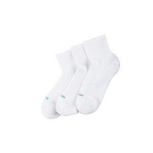 HUE womens Hue Women's Air Cushion Mini Crew Sport Socks, 3 Pair Pack casual socks, White, One Size US
