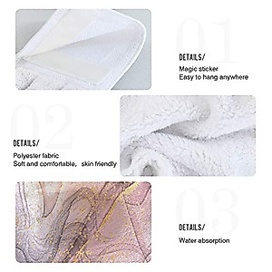 Oyihfvs Rose Gold Pink Marble Texture Ink Abstract Art 2 Pcs Hanging Kitchen Hand Towels, Hanging Tie Towels with Hook & Loop Dishcloths Sets, Decorative Absorbent Tea Bar Bath Hand Towel