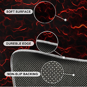 Irregular Curves Red Area Rug 2x3 Entryway Rug, Black Minimalist Living Room Rug, Soft Non Slip Washable Carpet for Bedroom Office Hallway Garden Laundry Room