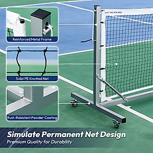A11N Sports Pro Pickleball Net with Wheels and Hand Winch, Tournament Regulation Size, Anti-Sag Design, Perfect for Outdoor Court & Indoor Gym Floor