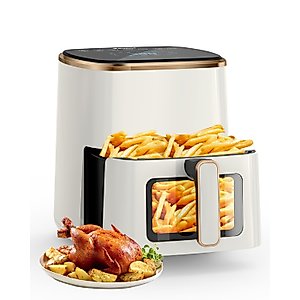VEWIOR Air Fryer, 5.3Qt Airfryer with Viewing Window, 7 Custom Presets Large Air Fryer Oven with Smart Digital Touchscreen,Non-stick and Dishwasher-Safe Basket
