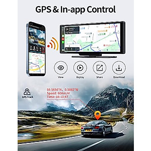 9.3" Portable Car Stereo with Adjustable 4K Dash Cam, ADAS, Wireless Apple Carplay and Android Auto, Touchscreen Handsfree Phone Mirroring