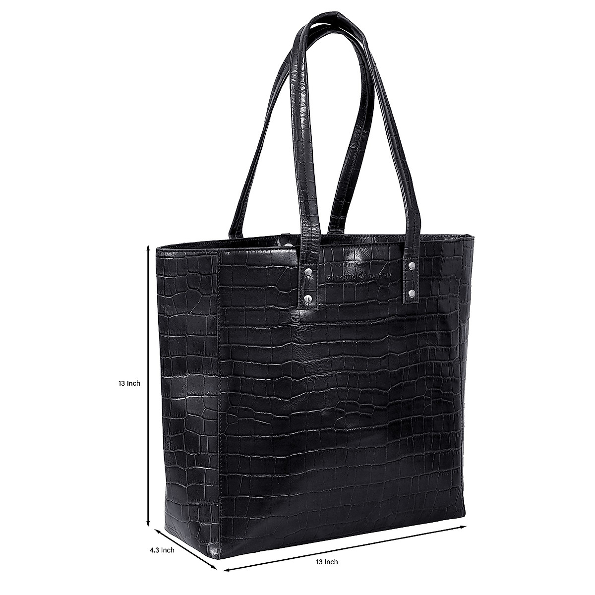 ANTONIO VALERIA Alexis Black Printed Leather Tote/Top Handle Shoulder Bag for Women