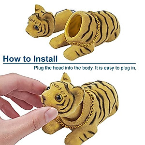 Shaking Head Lucky Tiger Bobble Head Figurine Nodding Tiger Ornaments for Car Vehicle Dashboard Decoration, Yellow Tiger