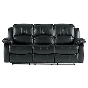 Homelegance Resonance 83" Bonded Leather Double Reclining Sofa, Black