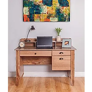 OneSpace Eleanor Executive Desk Classic Oak, 53”x58”x7”.