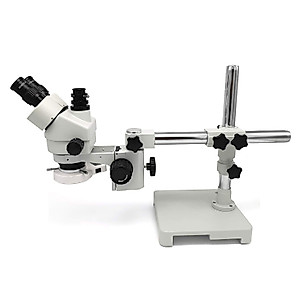 SWIFT S7 7X-45X Trinocular Stereo Microscope with Wide-Field 10X Eyepieces,0.7X-4.5X Zoom Objective Lens, Single-Arm Boom Stand, and 56-Bulb LED Ring Light