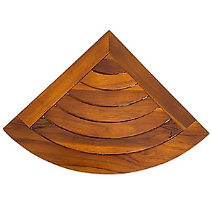 ALATEAK Corner Wood Bath Spa Shower Stool Table Bench Shelf Storage Fully Assembled 15"