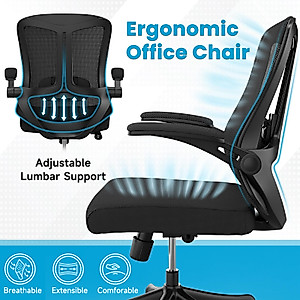 LaoJawBow Ergonomic Office Chair - Comfy Desk Chairs with Wheels and Arms, 400LB Heavy Duty Mesh Computer Chairs with Comfortable Lumbar Back Support for Home Office, Bedroom, Study and College Dorm