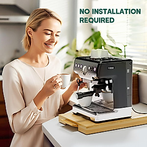 Yumkfoi Bamboo Appliance Slider, Sliding Tray for Coffee Maker, Coffee Maker Slider Tray for Counter with Rolling Wheels for Blender, Toaster, Coffee Pot, Air Fryer (10.8"W x 15.7"D)