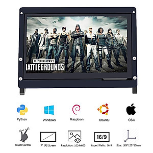 DORHEA for Raspberry Pi 7" Touch Screen Monitor Module 7 inch IPS Display Portable Touchscreen Computer 1024X600 Game Monitor for Pi 4/3/2/ Zero/B B+,Support Raspbian Ubuntu Xbox /PS4 /Mac iOS/Win10