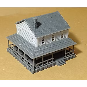 Outland Models Train Railway Layout Country 2-Story House White N Scale 1:160