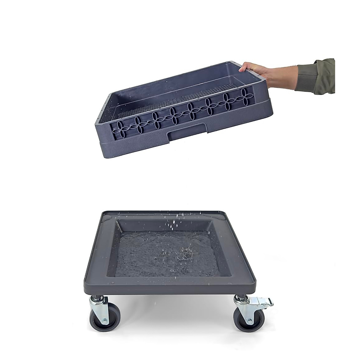 Dolly for Dish Rack and Glass Rack | 2 Wheel lock 4" | 250 lbs. max Capacity | Gray