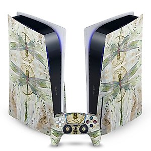 Head Case Designs Officially Licensed Stephanie Law Damselfly 2 Art Mix Matte Vinyl Faceplate Sticker Gaming Skin Case Cover Compatible with Sony Playstation 5 PS5 Disc Console & DualSense Controller