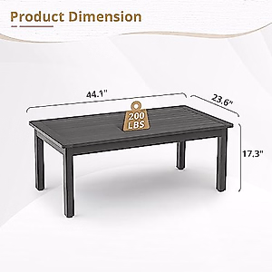 LUE BONA Outdoor Coffee Table, HDPS Patio Coffee Tables for Outside Rectangle, Patio Table for Deck, Pool, Balcony, Indoor or Outdoor Use, Dark Gray