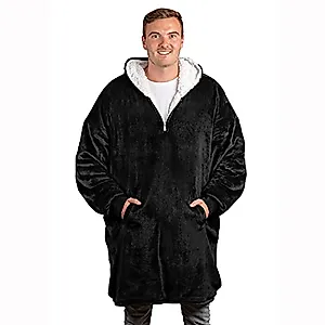 Trekki Oversized Hoodie Blanket Sweatshirt, Wearable Blanket Hoodie Men Women with Zip, Comfy Fleece Hooded Blanket Adult