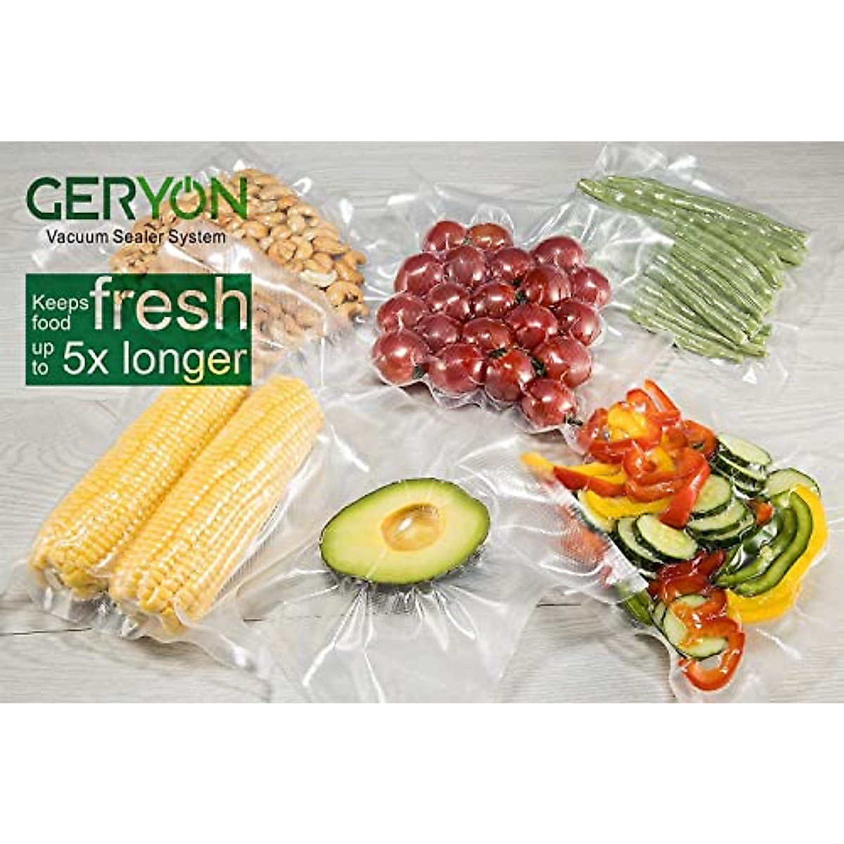GERYON Vacuum Sealer Bags Rolls, 8x50ft & 11x50ft for Food Storage, Double Sided Texture, BPA Free, Heavy Duty, Great for Vacuum Seal storage, Meal Prep or Sous Vide