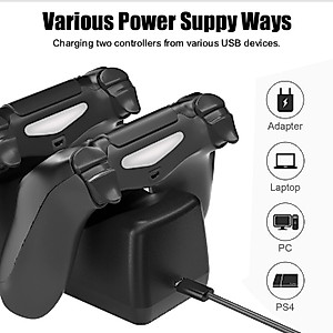 PS4 Controller Charger Station,Glowant Fast PS4 Dual PS4 Controller Charger Station with LED Indicator