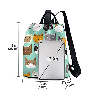 ALAZA Rainbow Cute Cat Faces Backpack Purse with Adjustable Straps for Woman Ladies