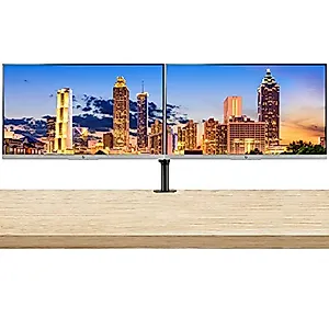 HP EliteDisplay E273q 27 Inch IPS LED Backlit Monitor (1FH52A8#ABA) 2-Pack Bundle with Desk Mount Clamp Dual Monitor Stand