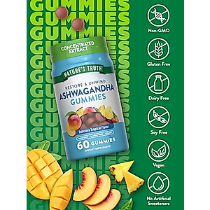 Nature's Truth Ashwagandha Gummies | 60 Tropical Flavor Gummies | Vegan, Non-GMO, & Gluten Free Supplement