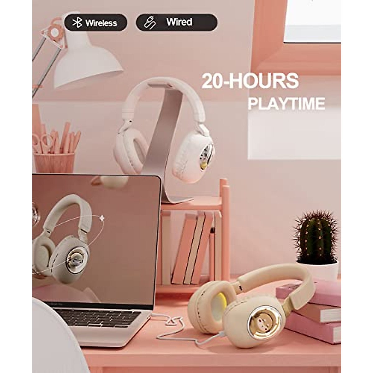 Bluetooth Headphones,Wireless Headphones LED Light Up Foldable Headset for Kids, Over Ear with Built-in Microphones, Aux Input,Fast Charging Bluetooth 5.1 for Travel,Online Class, Home Office (Yellow)