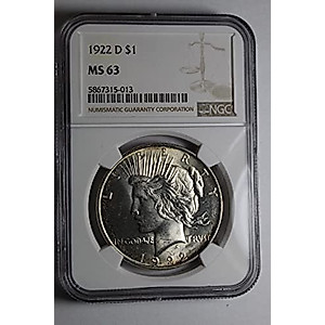 1922 D Peace Silver Dollar Uncirculated Rare MS/BU US Coin $1