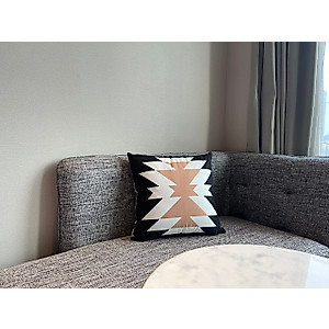 MEPED Geometric Modern Throw Pillow Covers 18x18 Inch，Black White Coffee Throw Pillow Cases Tribal Decor Cushion Cover for Bedroom Bed Outdoor Couch Sofa