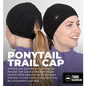 Tough Headwear Women's Running Beanie with Ponytail,Ponytail Beanie Hat,Skull Cap Winter Hat for Women with Hole for Ponytail