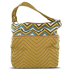 Travelon Quilted Nylon Zip-Top Train Case Tan/Zig Zag Pattern