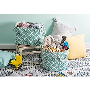 DII Polyester Container with Handles, Lattice Storage Bin, Large, Aqua