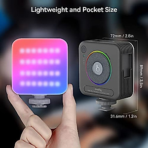 SmallRig P108 RGB Video Light,Portable LED Camera Lights 360° Full Color Photography Lighting w 3 Cold Shoe, 2500mAh Rechargeable On-Camera Video Light Panel 2700K - 6500K for YouTube, Vlogging 4055