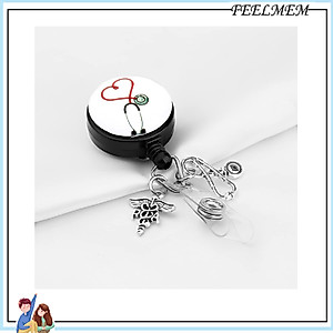 FEELMEM PA Medical Stethoscope Retractable Badge Holder Reel Clip Physician Assistant Gift Medical Student Gift Nurse Gift