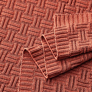 Aormenzy 60x80 Throw Blanket, Soft Cozy Acrylic Throw Blanket, Cable Knit Throw Blanket for Couch Sofa Bed, Rust