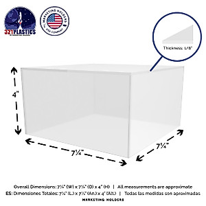 Frosted Acrylic Display Box Counter Retail Merchandise Storage Bin No Lid with Open Bottom 7" x 7" x 4" Flippable Cubby for Tradeshows and Expos by Marketing Holders