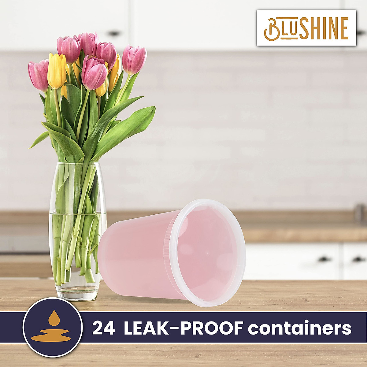 [24 Sets] 32 oz. Plastic Deli Food Storage Containers with Airtight Leak Proof Lids - Reusable - Microwave, Fridge, and Freezer Safe