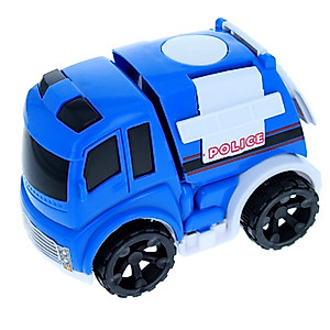 Kidplokio 8pc City Transport Playmat Set Friction Power Police Cars Boys 3 and Up