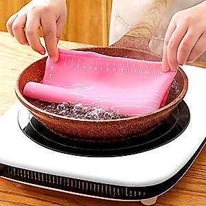 Silicone Baking Mat for Pastry Rolling Dough BPA Free Non stick and Non Slip Table Sheet Baking Supplies for Pie Sheet Bake Pizza Cake (Medium, Pink)
