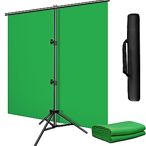 Heysliy Green Screen Kit 6.5 X 5ft, Portable 5 X 6.5 ft Green Screen Backdrop with Stand, Green Screen Stand with Small Greenscreen for Gaming Streaming