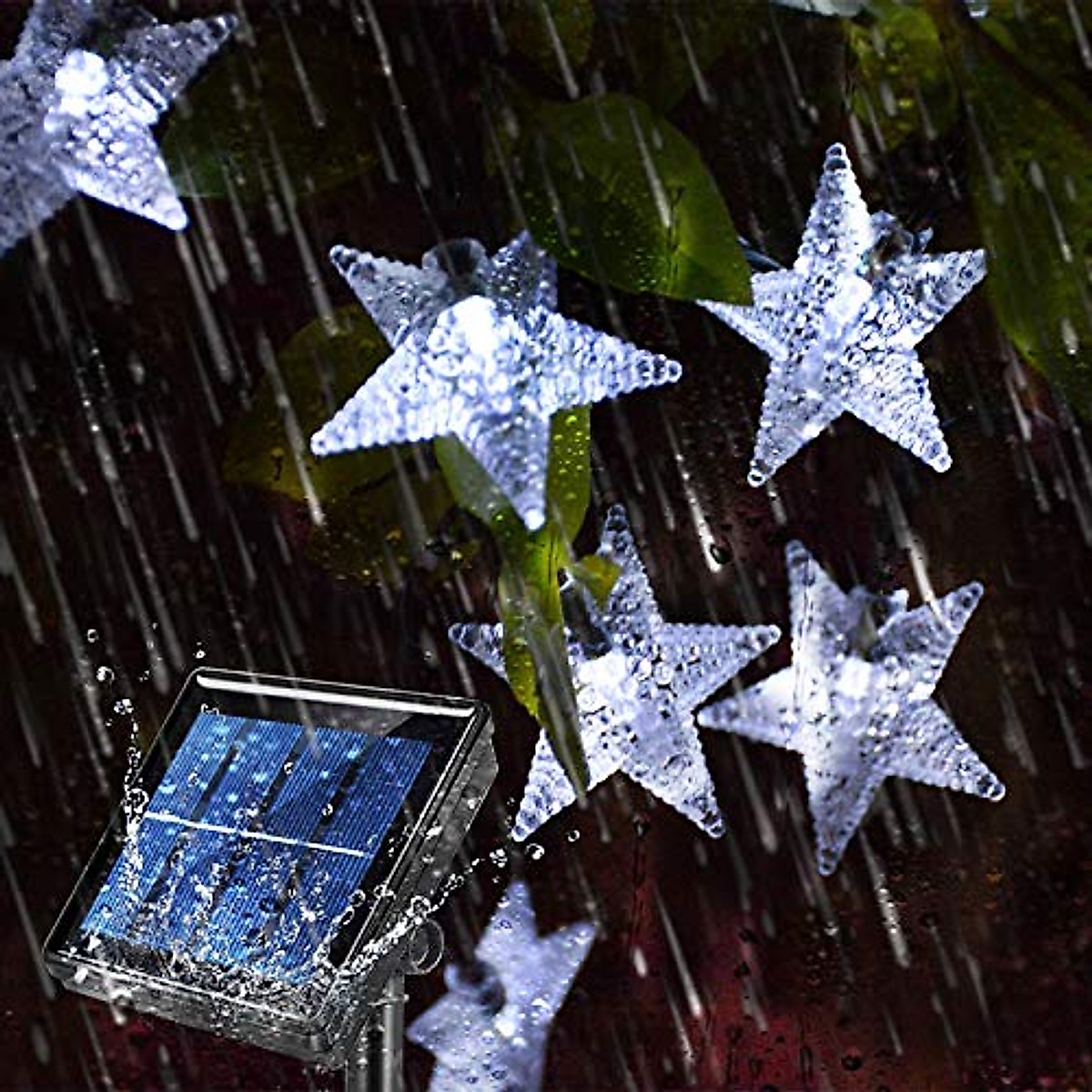 Homeleo Outdoor Solar Star String Lights, 50FT 120LED Solar Powered Twinkle Fairy Lights Waterproof for Garden, Fence, Umbrella, Canopy, Gazebo, Pergola, Balcony, Landscape, Christmas Decor, White