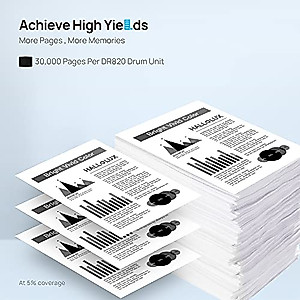 DR820 DR-820 Drum Unit Compatible Replacement for Brother DR820 DR-820 DR 820 for MFC-L5850DW HL-L6200DW HLL6200DW L6200DW MFC-L5900DW MFC-L5700DW HL-L5200DW L5200DWT Printer (2 Black)