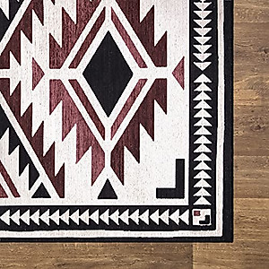 Abani Rectangular Area Rugs - 8' x 10' Beige Red Southwestern Style, Machine Washable, Stain Resistant and Non-Shedding Polypropylene Large Rugs