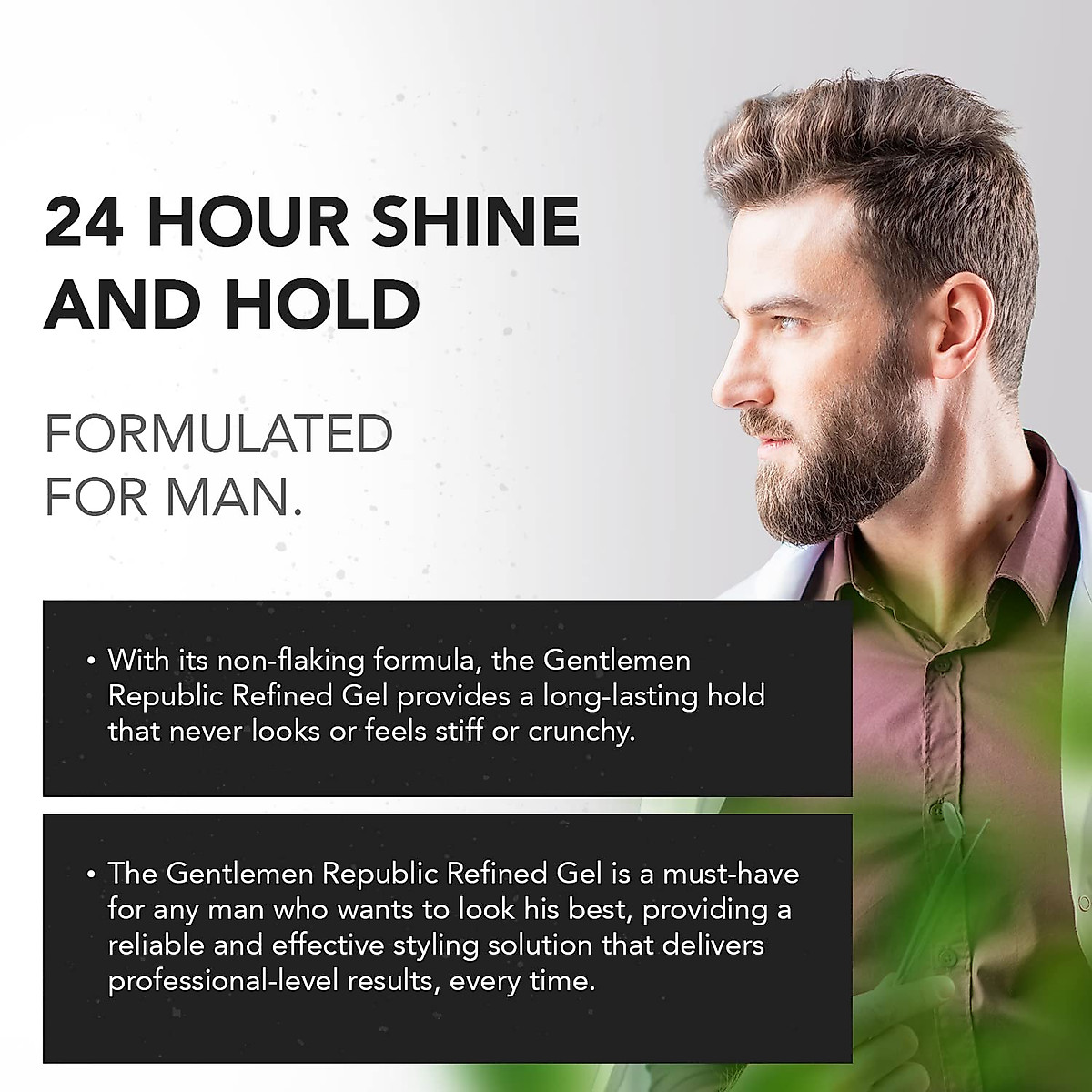 Gentlemen Republic 32oz Refined Hair Gel - Professional Formula for 24 Hour Shine and Hold, Humidity Resistant, 100% Alcohol-Free and Never Flakes, Made in the USA - With Pump