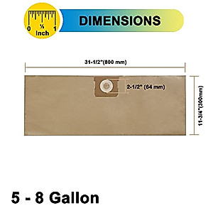 SpaceTent 10 Pack 19-3100 Shop Vac Bags, compatible with Stanley 5-8 Gallon Wet/Dry Vacs, 19-3100 Disposable Filter bags.