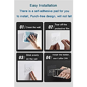 Hair Dryer Holder Wall Mounted Self Adhesive Blow Dryer Holder Stainless Steel Hair Dryer Rack Holder Silber Punching Free Shelf Storage for Bathroom/Bedroom/Washroom