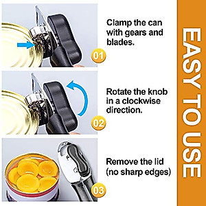 ZEVEZ Can Opener Manual Durable Stainless Steel Can Openers for Seniors with Arthritis Smooth Edge Ultra Sharp Cutting Tools Commercial Can Opener with 1 Vegetable Peeler