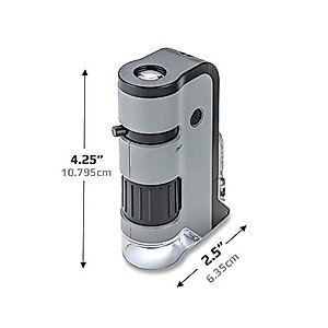 Carson MicroBrite Plus 60x-120x LED Lighted Pocket Microscope (MM-300) & MicroFlip 100x-250x LED and UV Lighted Pocket Microscope with Flip Down Slide Base and Smartphone Digiscoping Clip (MP-250)