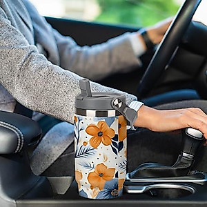 SYJTGDE Large Capacity Car Cup Blue And Orange Flowers Fashionable Upgrade Car Cup Advanced And Beautiful Travel Cup